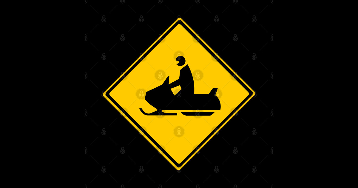 Road Snowmobile Warning Sign Snow Winter - Snowmobile Gift - Sticker ...
