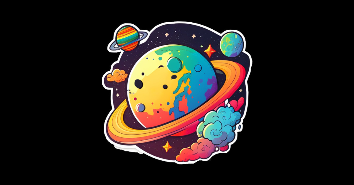 Colourful Planets Sticker - Space - Sticker | TeePublic