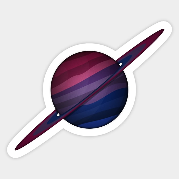 Planet and Rings in Bisexual Pride Flag Colors - Bi Pride - Sticker ...