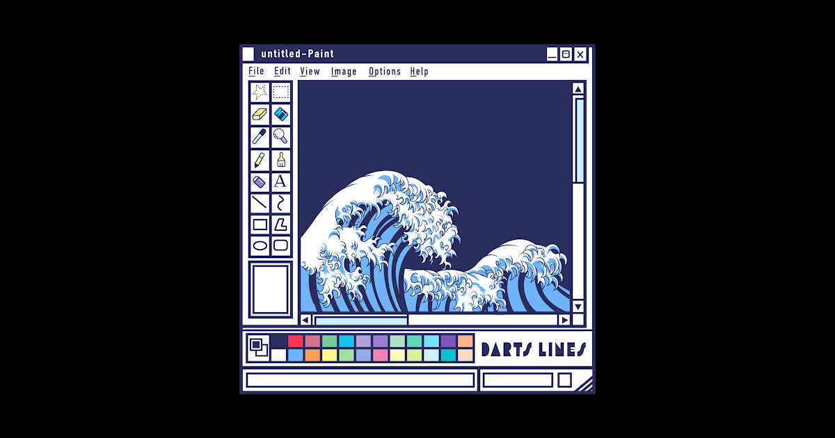 Wave Ms paint - Great Wave Ms Paint - Sticker | TeePublic
