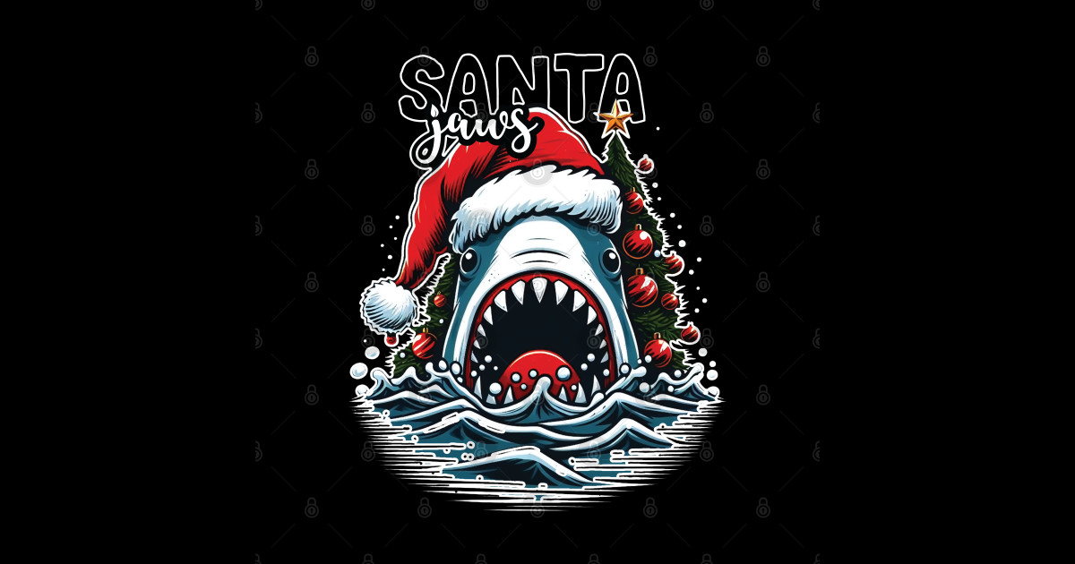 Santa Jaws - Christmas Tree Design - Santa Jaws - Sticker | TeePublic