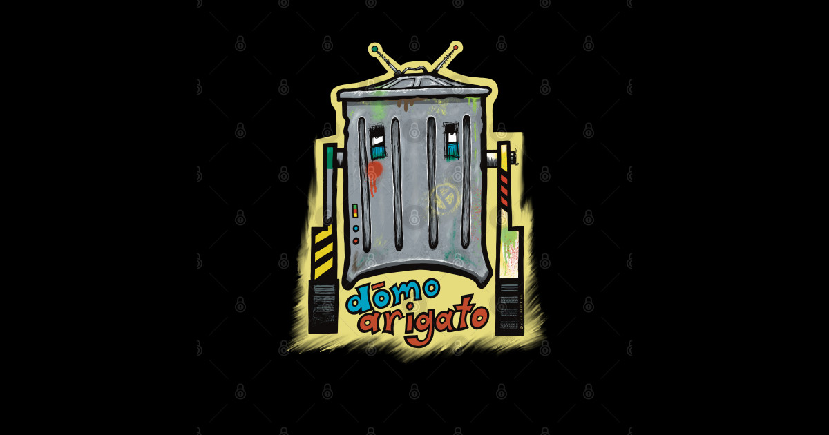 Dōmo Arigato Trash Can Robot - Domo Arigato - Sticker | TeePublic