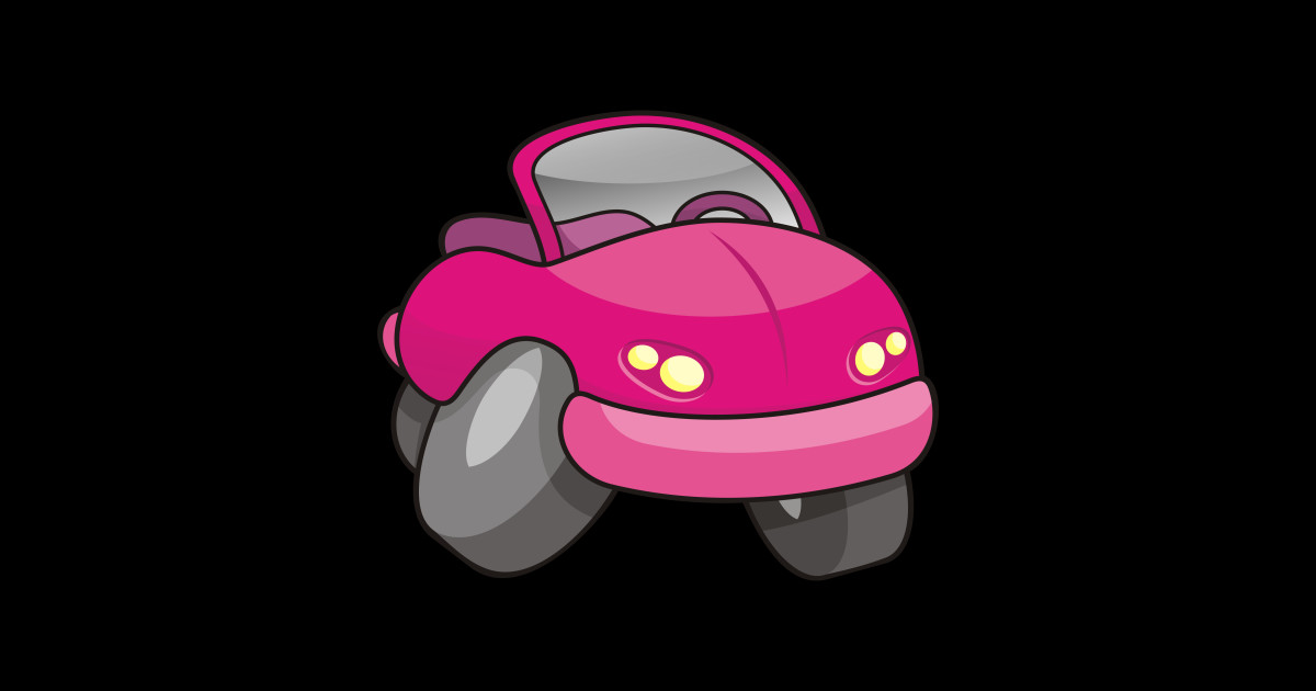 Pink Cartoon Car - Cartoon Car - Sticker | TeePublic