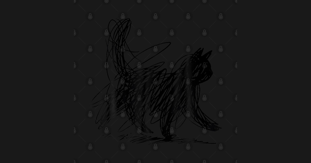 Scribble Cat Minimal Line Art Japanese - Minimalist Cat Art - T-Shirt ...