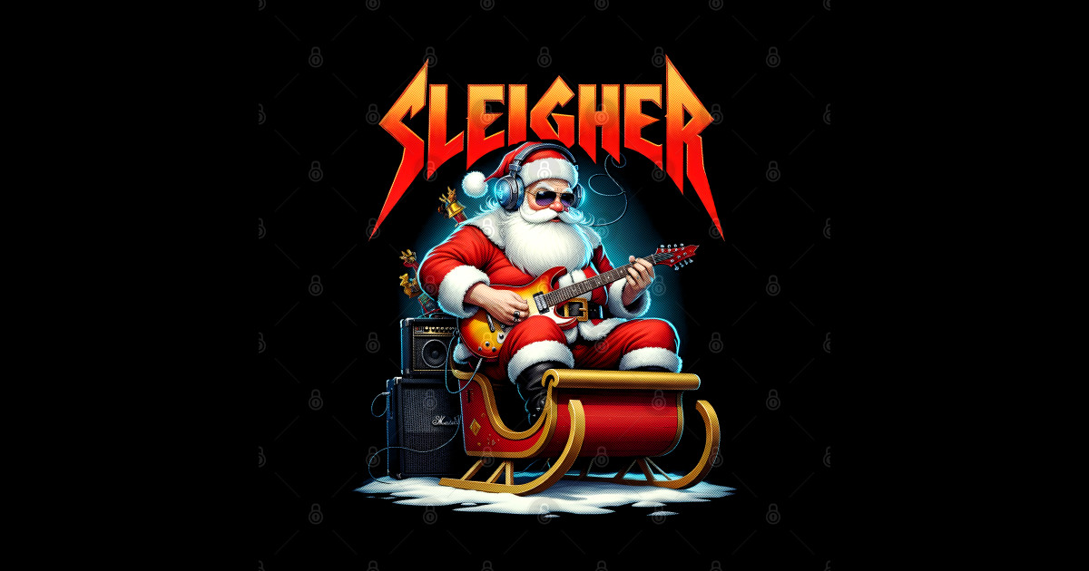 Sleigher - Santa Heavy Metal - Heavy Metal Xmas - Sticker | TeePublic