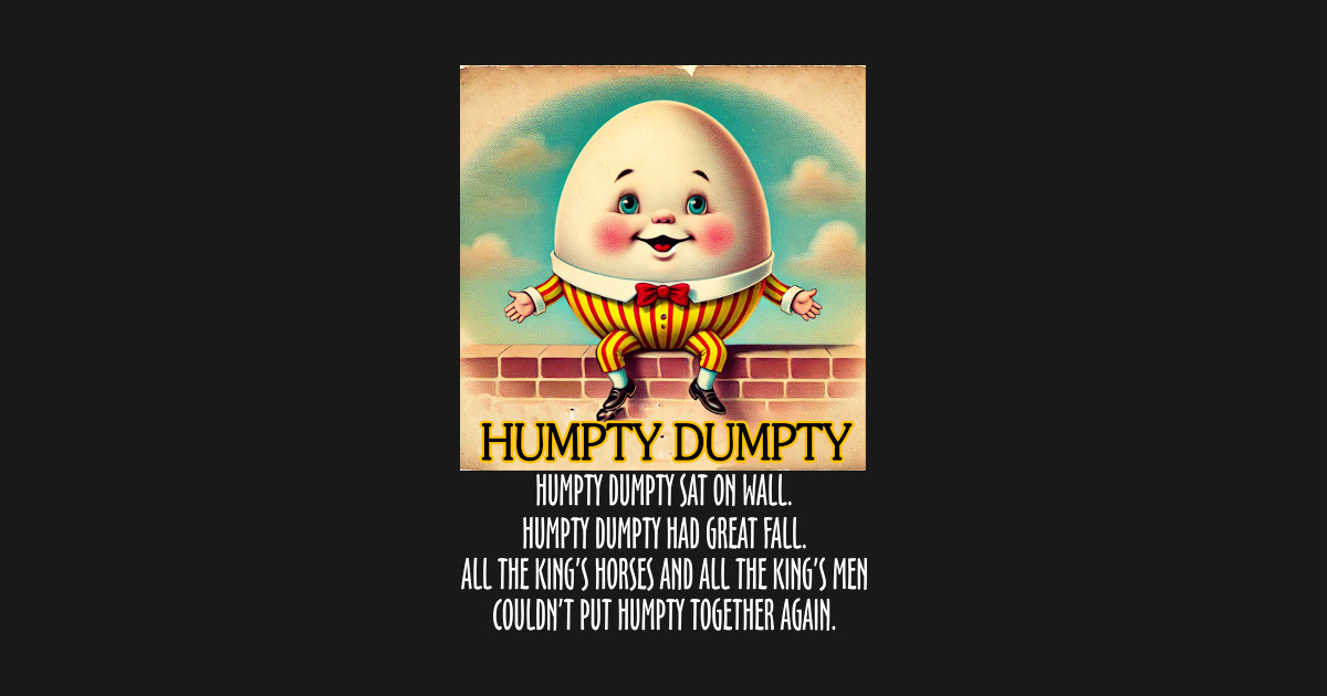 Humpty Dumpty Kids Nursery Rhyme Retro Humpty Dumpty Poem - Hlw Humpty ...