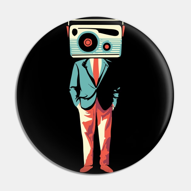 Man With A Radio Head - 90s Brit Rock Lovers - Radiohead - Pin | TeePublic