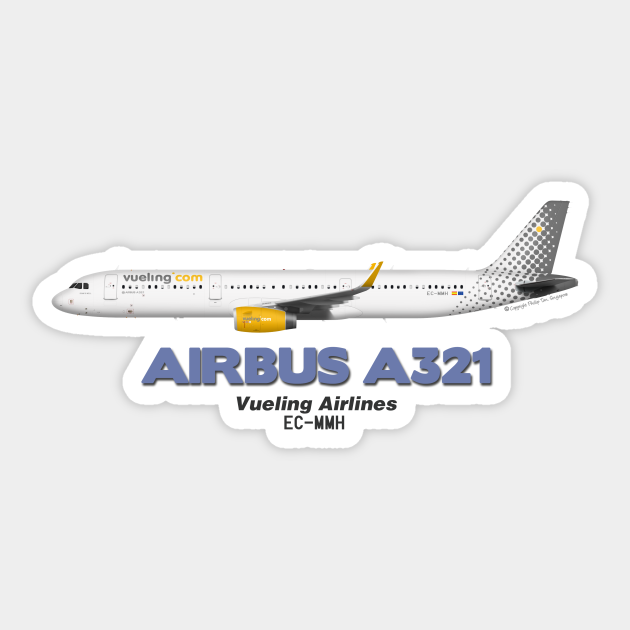 Airbus A321 - Vueling Airlines - A321 - Sticker | TeePublic