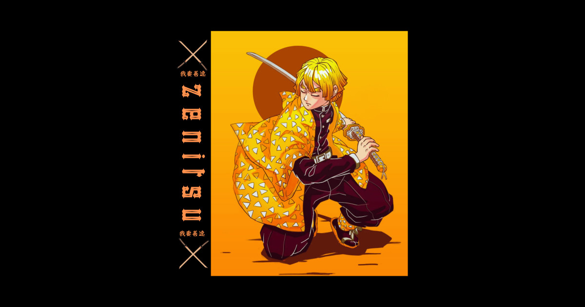 zenitsu agatsuma - Zenitsu Agatsuma Kimetsu No Yaiba - Sticker | TeePublic