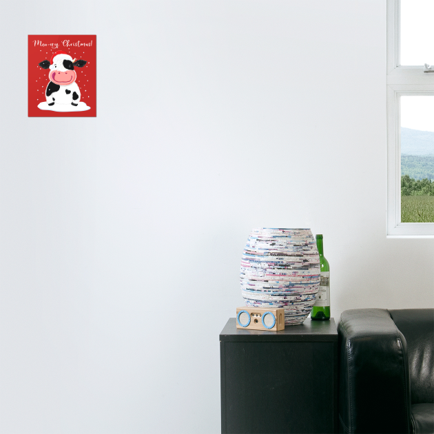 A Happy Holstein Cow Wishes You A Merry Christmas - Holstein - Posters ...