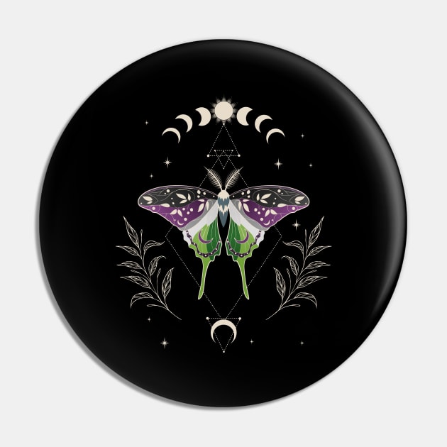 Aroace Luna Moth LGBT Asexual Aromantic Pride Flag - Aroace - Pin ...