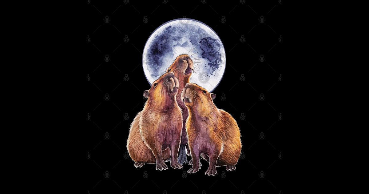 Capybara Moon - Capybara - Sticker | TeePublic