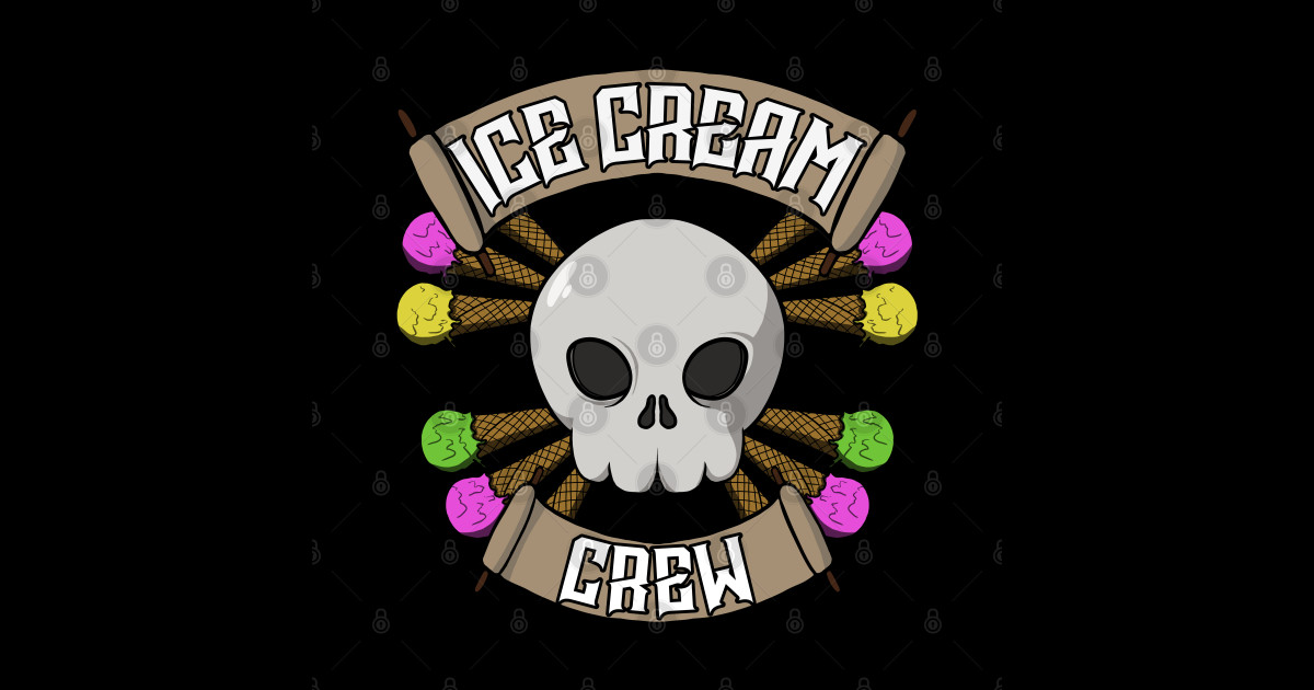 Ice cream crew Jolly Roger pirate flag - Ice Cream - Sticker | TeePublic