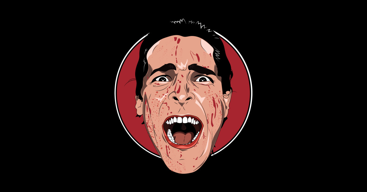 American Psycho Bloody Face Cartoon - American Psycho - Sticker | TeePublic