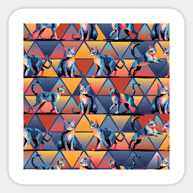 Cats On Grid - Cats - Sticker | TeePublic