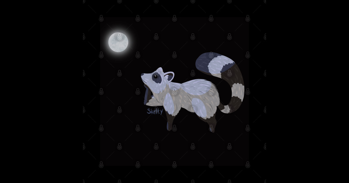 Moon Raccoon - Moon - Sticker | TeePublic