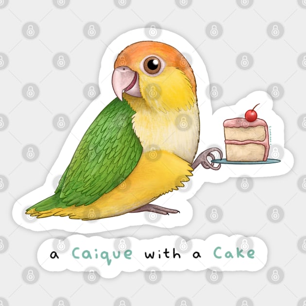 A Caique With A Cake - Caique - Sticker | TeePublic