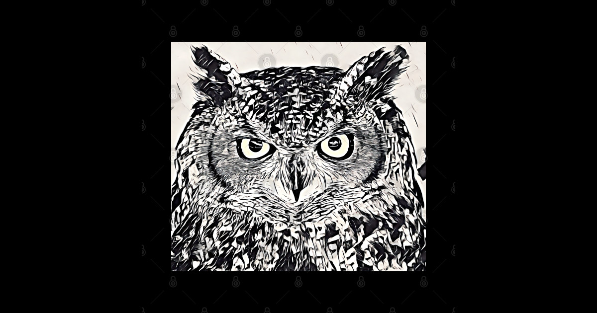 Owl Ink Art - Owl Drawing - Sticker | TeePublic
