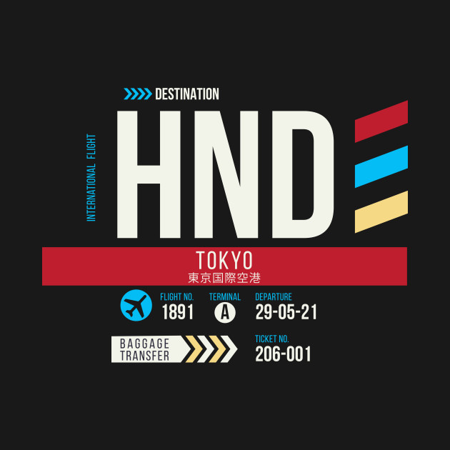 Japan (HND) Airport Code Baggage Tag - Tokyo - T-Shirt sold by Fretwell ...