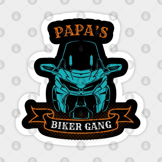 Papa's Biker Gang Father's Day - Papas Biker Gang - Sticker | TeePublic