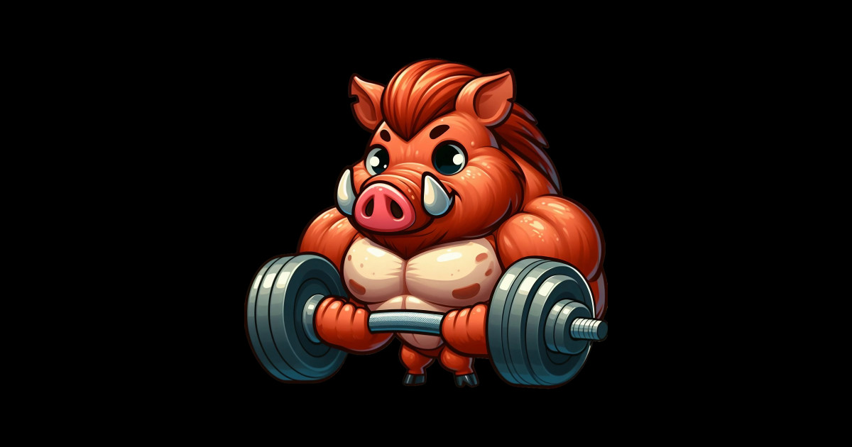 Cute Muscular Boar - Boar - Sticker | TeePublic