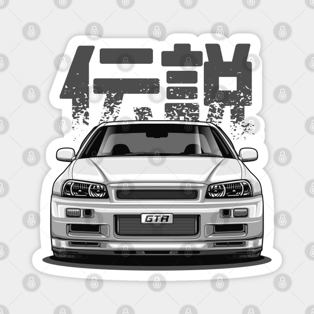 Skyline GTR R34 - Pearl White (Front View Design) - Skyline Gtr R34 ...
