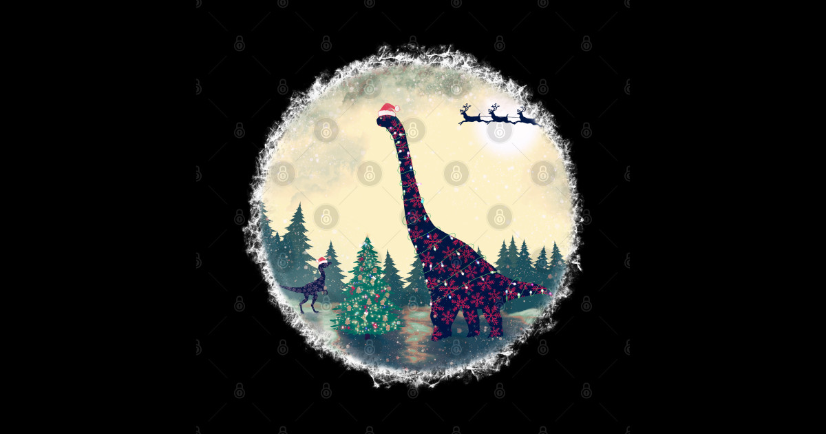 Brontosaurus and Velociraptor Christmas - Christmas - Sticker | TeePublic