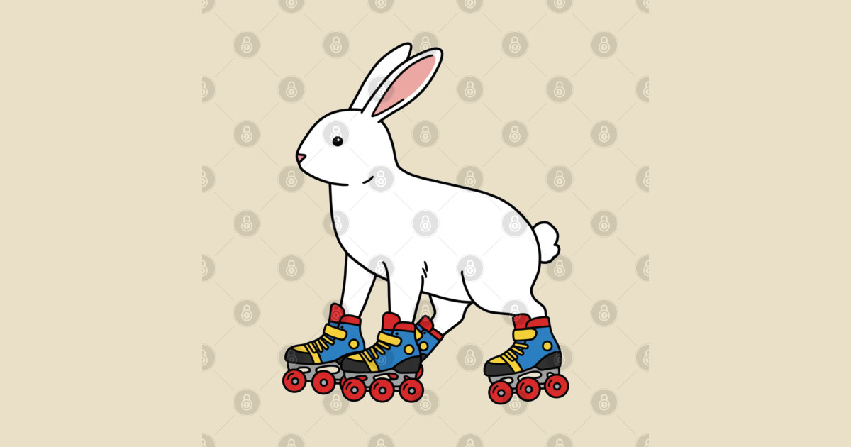 Rabbit on Roller Skates - Rabbit And Bunny - T-Shirt | TeePublic