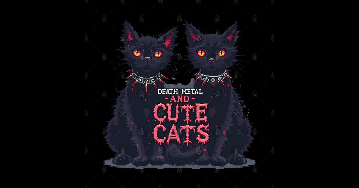 Goth Pixel - DEATH METAL AND CUTE CATS - Goth Pixel Art - Sticker ...
