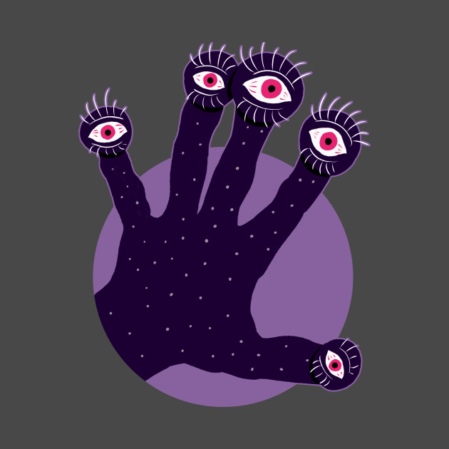 Creepy Hand Has Weird Fingers With Watching Eyes - Freak - T-Shirt ...