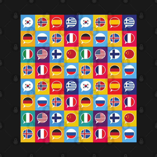 Speech Bubbles with Different Countries Flags in Flat Design Style ...