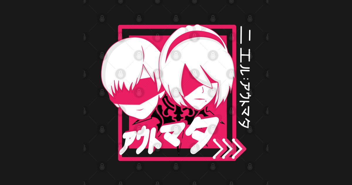 Duo Cute Face 9S and 2B Yorha AutoMata - Anime Characters - T-Shirt ...