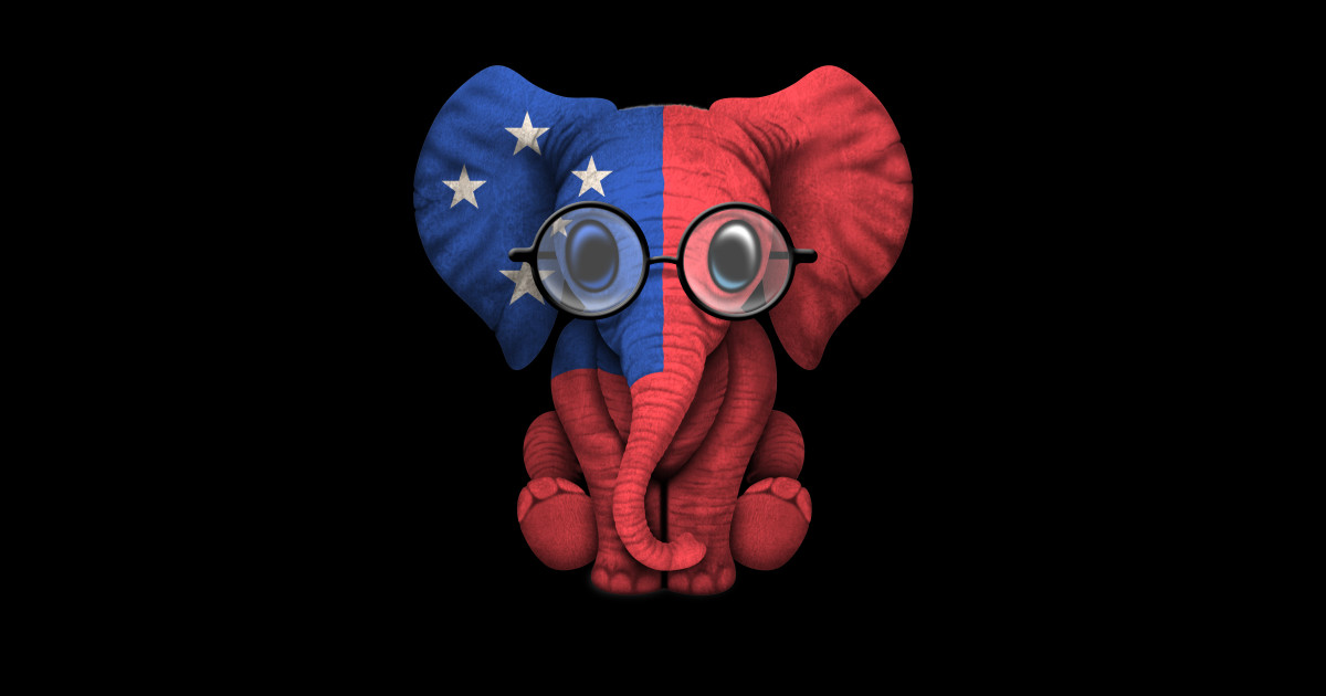 Baby Elephant with Glasses and Samoan Flag - Samoa - Sticker | TeePublic
