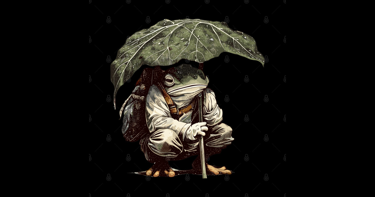 Retro Frog adventurer under leaf - Frog Art - Posters and Art Prints ...