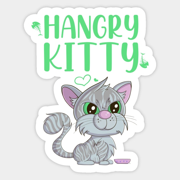 Hangry Kitty - Cute - Sticker | TeePublic