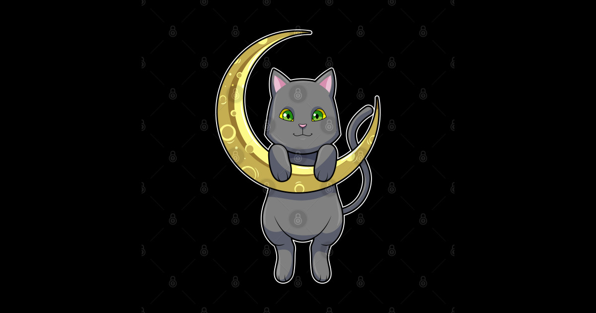 Cat Night Moon - Cat - Posters and Art Prints | TeePublic