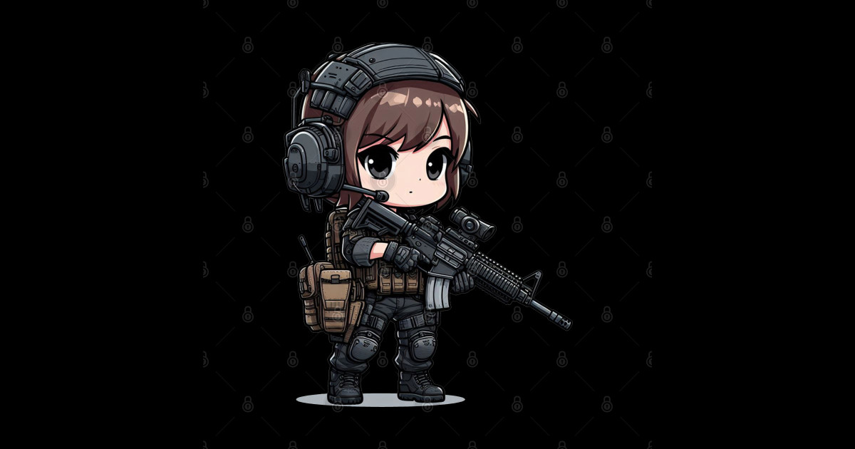 Tactical Chibi Girl - Chibi - Sticker | TeePublic