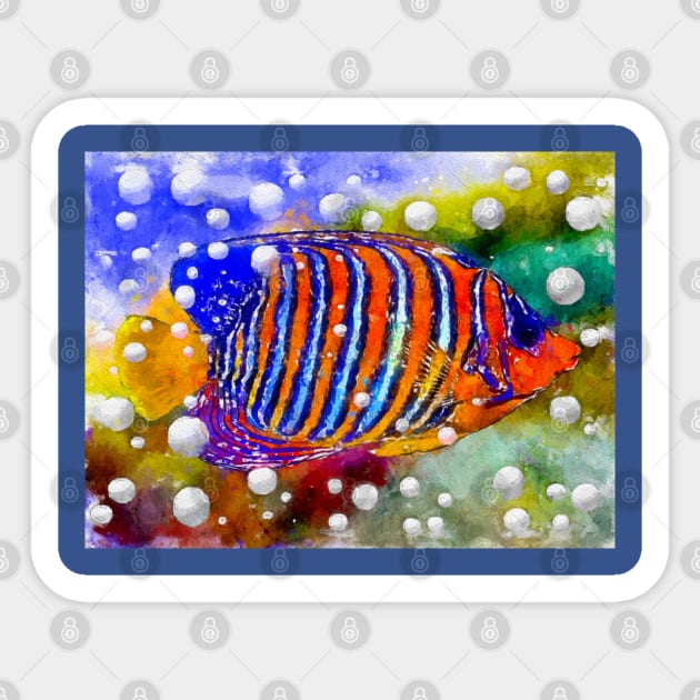 Royal Angelfish Watercolor - Fish - Sticker | TeePublic