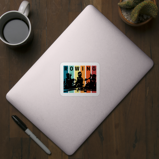 Rowing colourful stripes competition - Rowing - Sticker | TeePublic