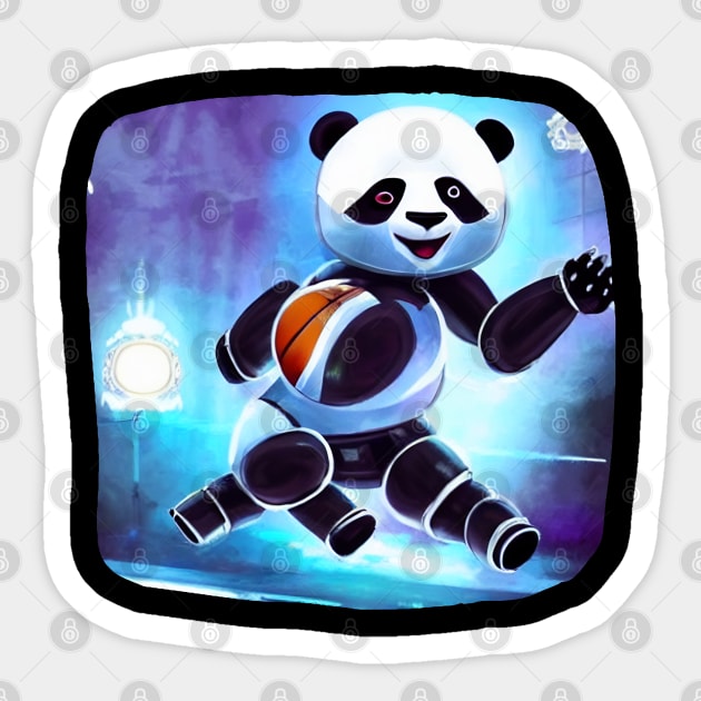 Robotic Panda Play Basketball - Panda - Sticker | TeePublic