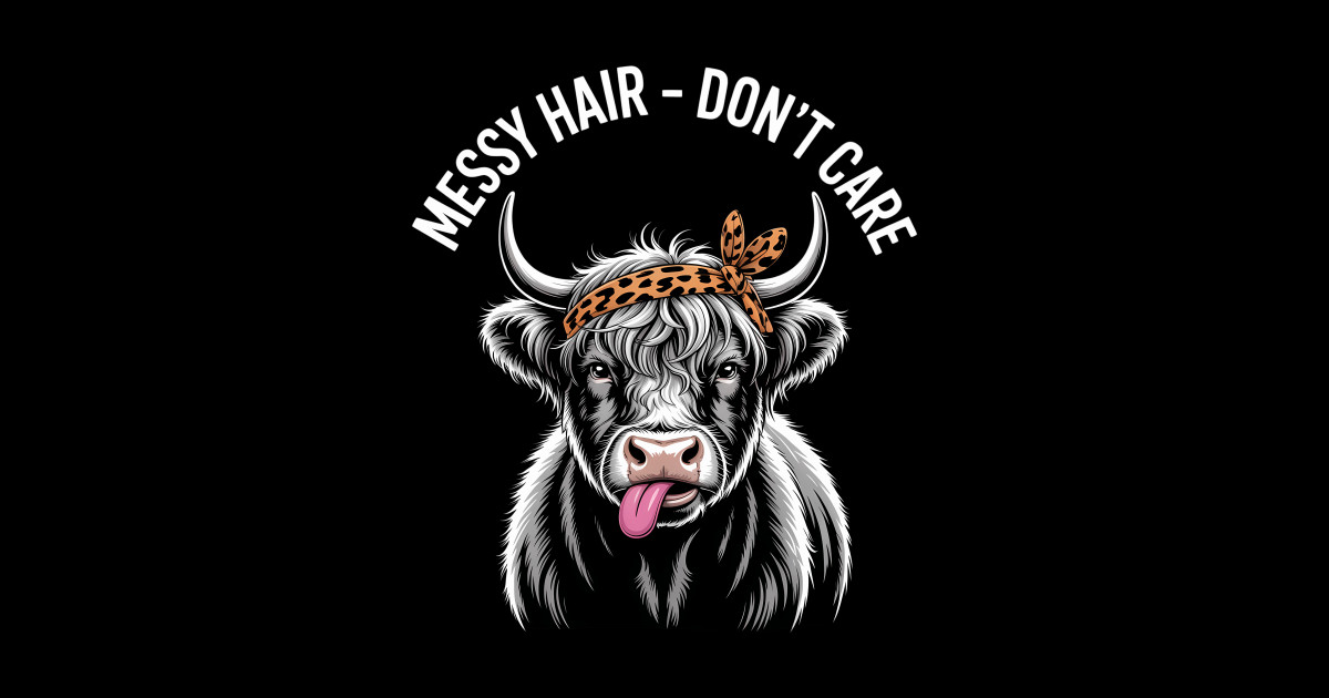Cow Leopard Messy Hair Western Farmer Funny - Cow Leopard Messy Hair ...