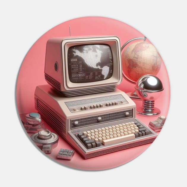 Retro 1950s Computer on a Pink Background - Retro Vintage Aesthetic ...
