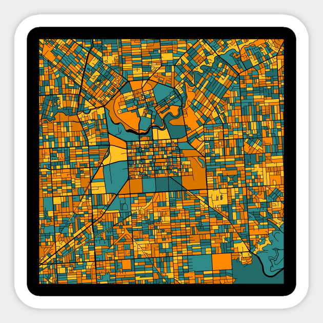 Adelaide Map Pattern in Orange & Teal - Adelaide Map - Sticker | TeePublic