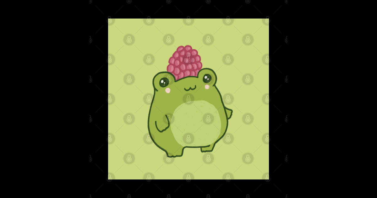 Cute Kawaii Frog Wearing a Raspberry Hat - Cool Frog - Posters and Art ...