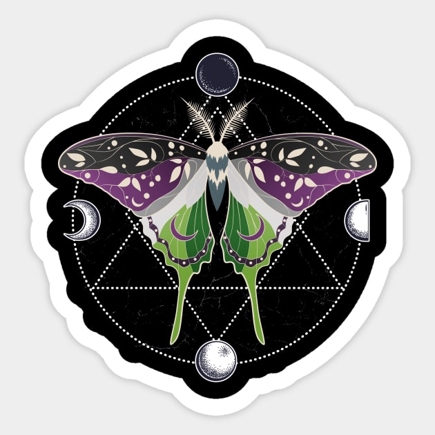 Aroace Luna Moth LGBT Asexual Aromantic Pride Flag - Aroace - Sticker ...