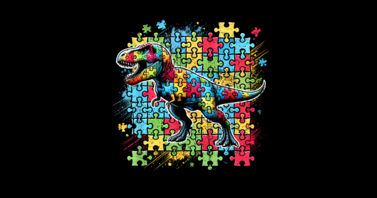T Rex Dinosaur Autistic Autism Awareness Girls Boys vintage - T Rex ...