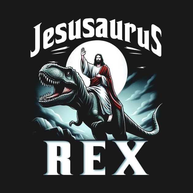 Jesusaurus Rex, Jesus riding a dinosaur - Jesusaurus Rex - T-Shirt ...