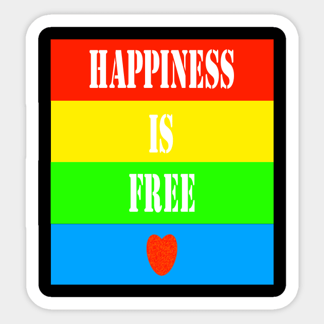 Happiness is free heart - Happiness - Sticker | TeePublic