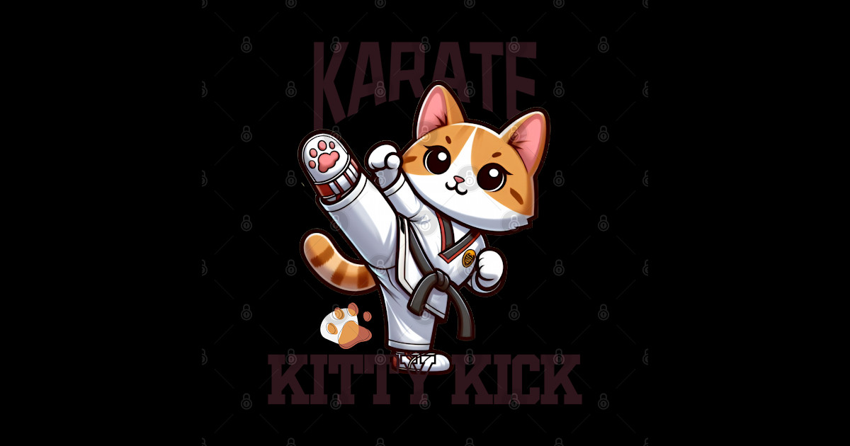 Karate Kitty Kick - Karate Cat - Sticker | TeePublic