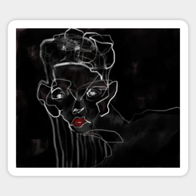 Line Art Face - Line Art Drawing - Sticker | TeePublic